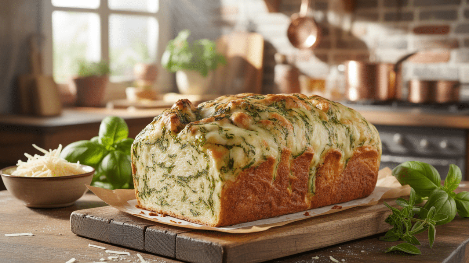 Italian Herb & Cheese Bread Recipe - Eat Thrive Glow